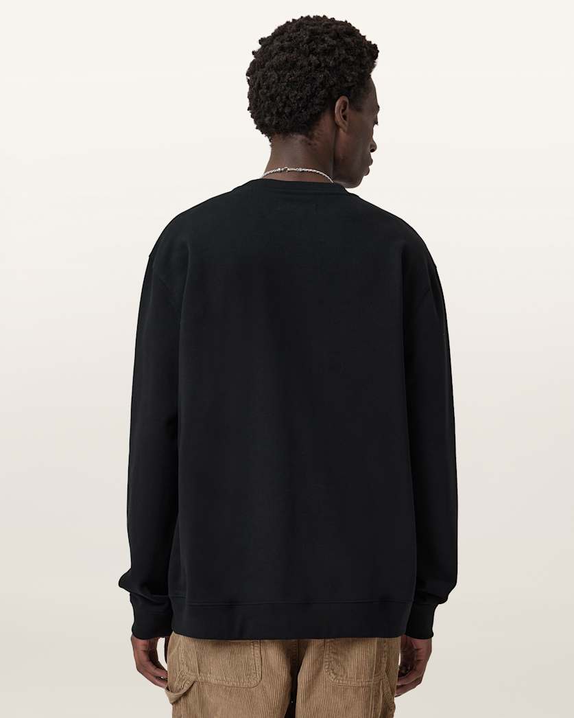 Waved Relaxed Fit Sweatshirt Jet Black | ALLSAINTS US